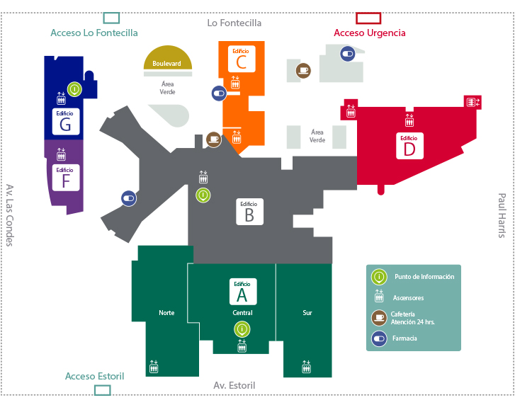 Mapas y Edificios - Clínica Las Condes